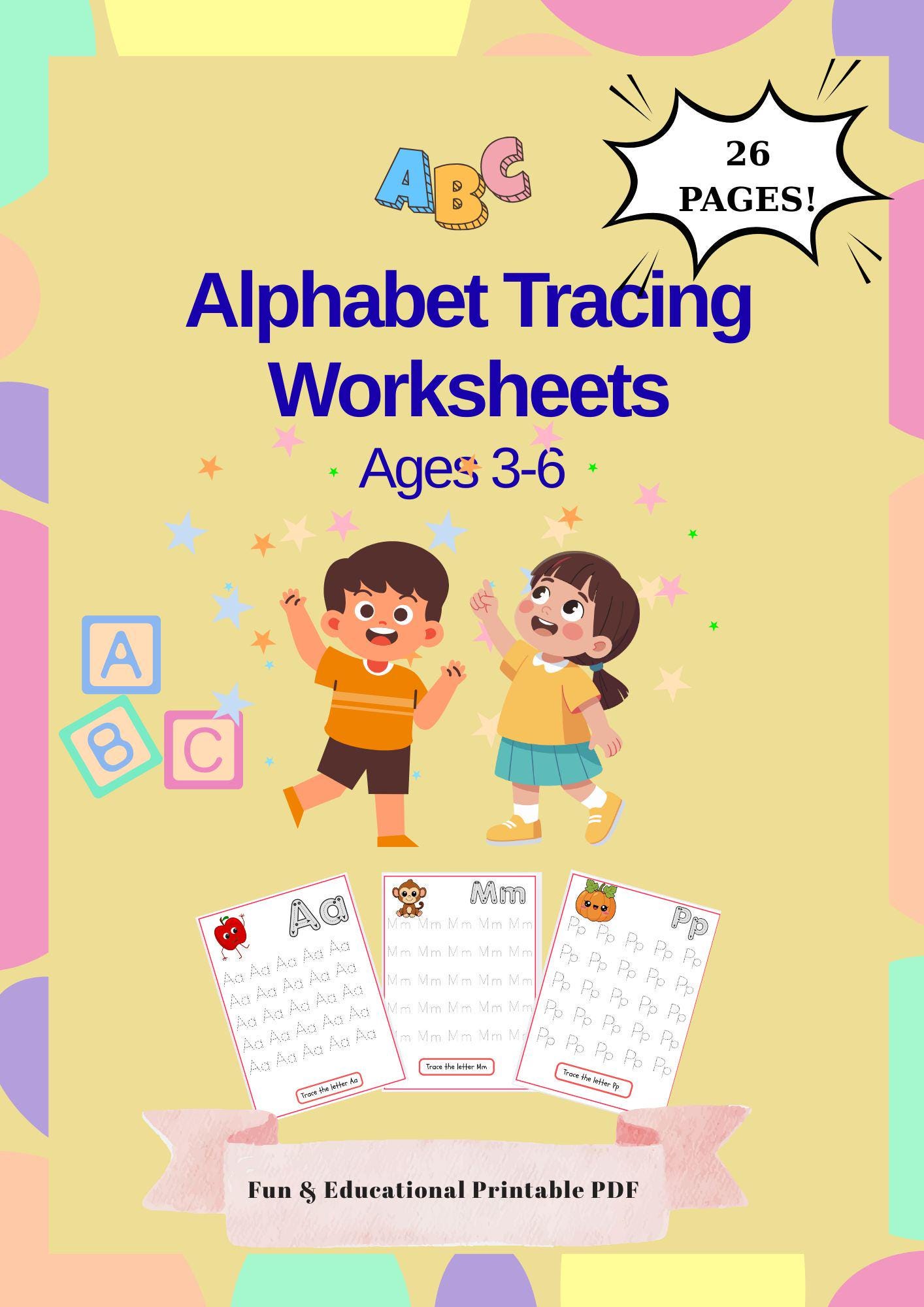 Alphabet Tracing Worksheets A-Z Preschool Printable Letter Practice ...