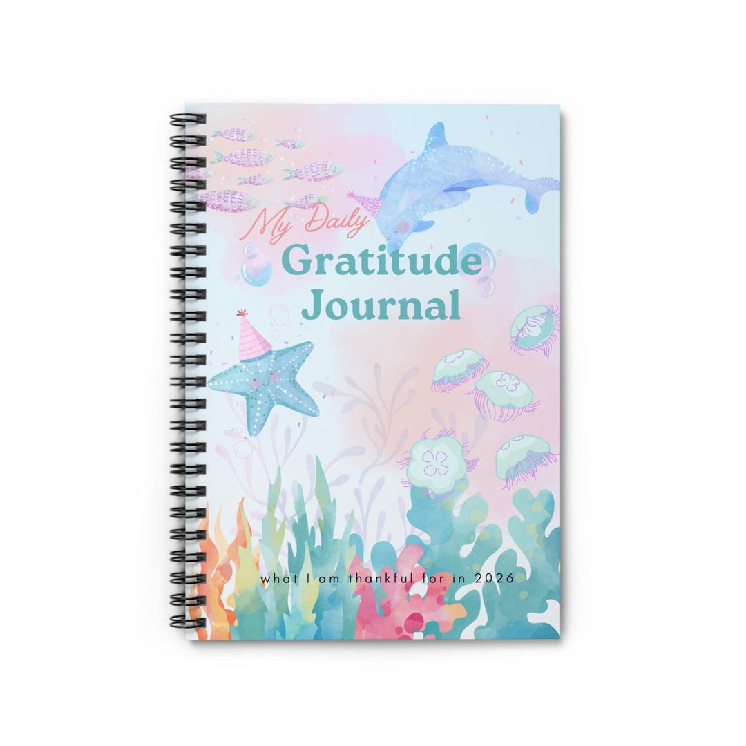 Underwater Dolphin Gratitude Journal Spiral Notebook | Ruled Lined - Etsy