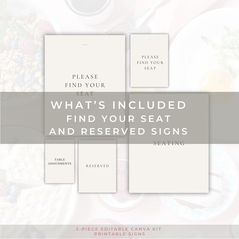 Editable Seating Sign Canva Template | Find Your Seat + Reserved Signs ...