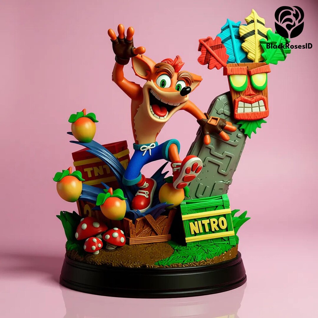 Crash Bandicoot 3D STL Model Figure | Aku Aku & TNT Crate Diorama ...