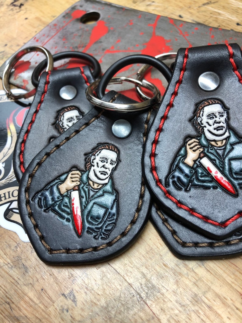 Michael Myers Leather Keychain - Etsy