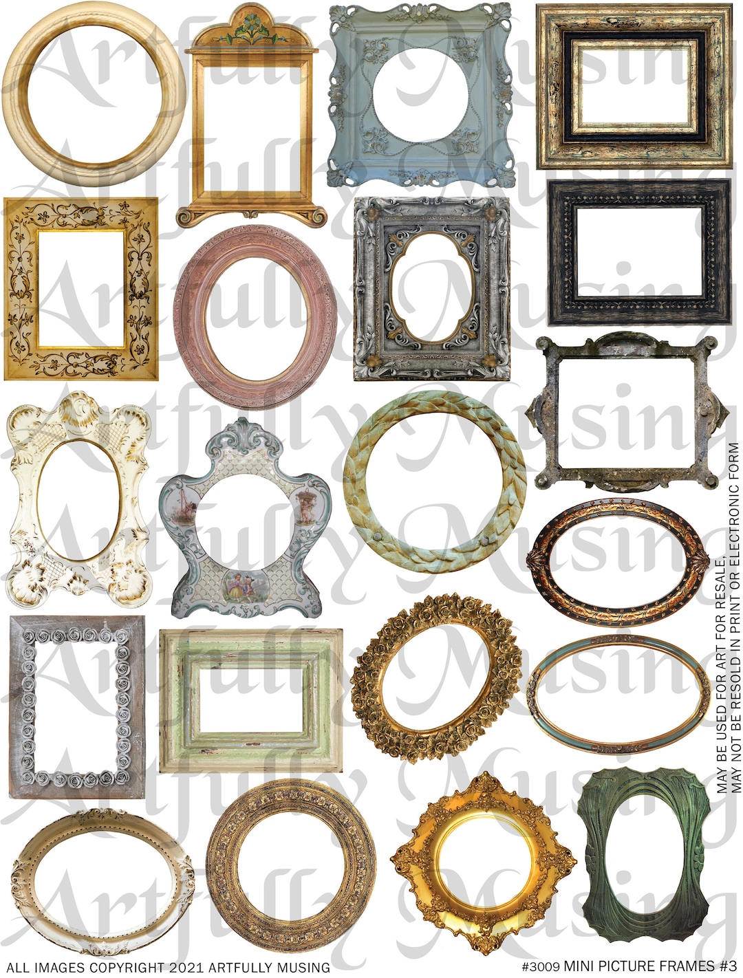 Mini Picture Frames #3 Collage Sheet- Digital Printable - Instant ...