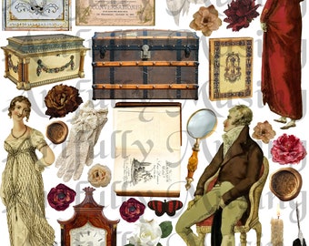 Mini Regency Gents & Ladies Fashion Collage Sheet Digital | Etsy