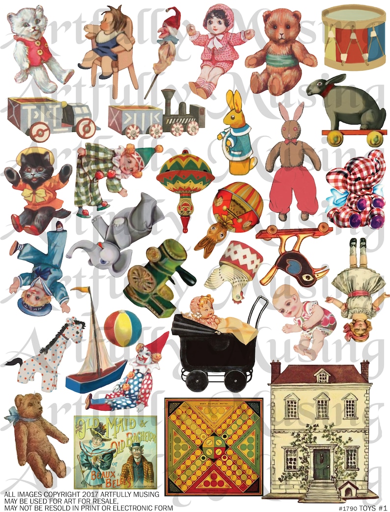 Toys #1 Collage Sheet - Digital Printable - Instant Download (1791 ...