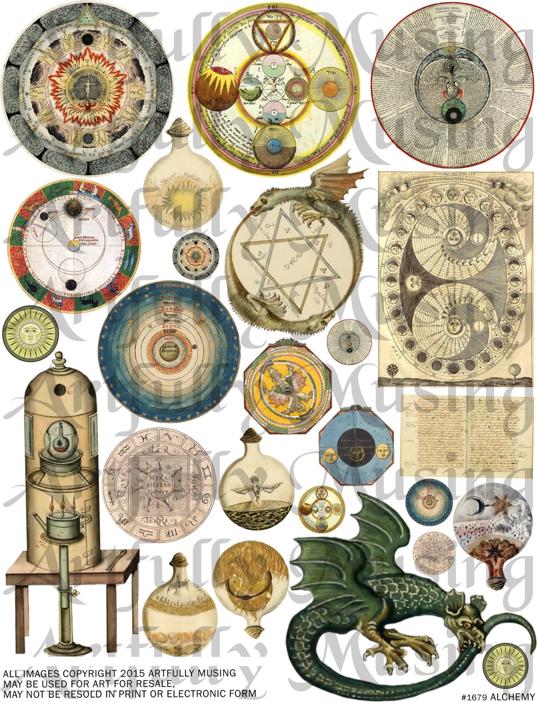 Alchemy Themed Collage Sheet - Digital Printable - Instant Download - Etsy