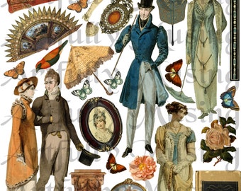 Mini Regency Gents & Ladies Fashion Collage Sheet Digital | Etsy