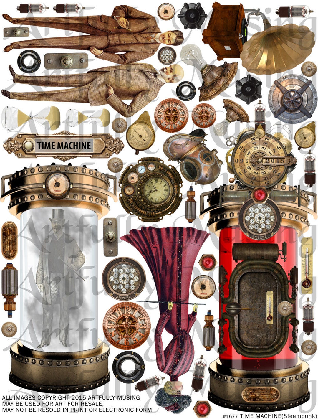 Time Machine Steampunk Collage Sheet- Digital Printable - Instant ...