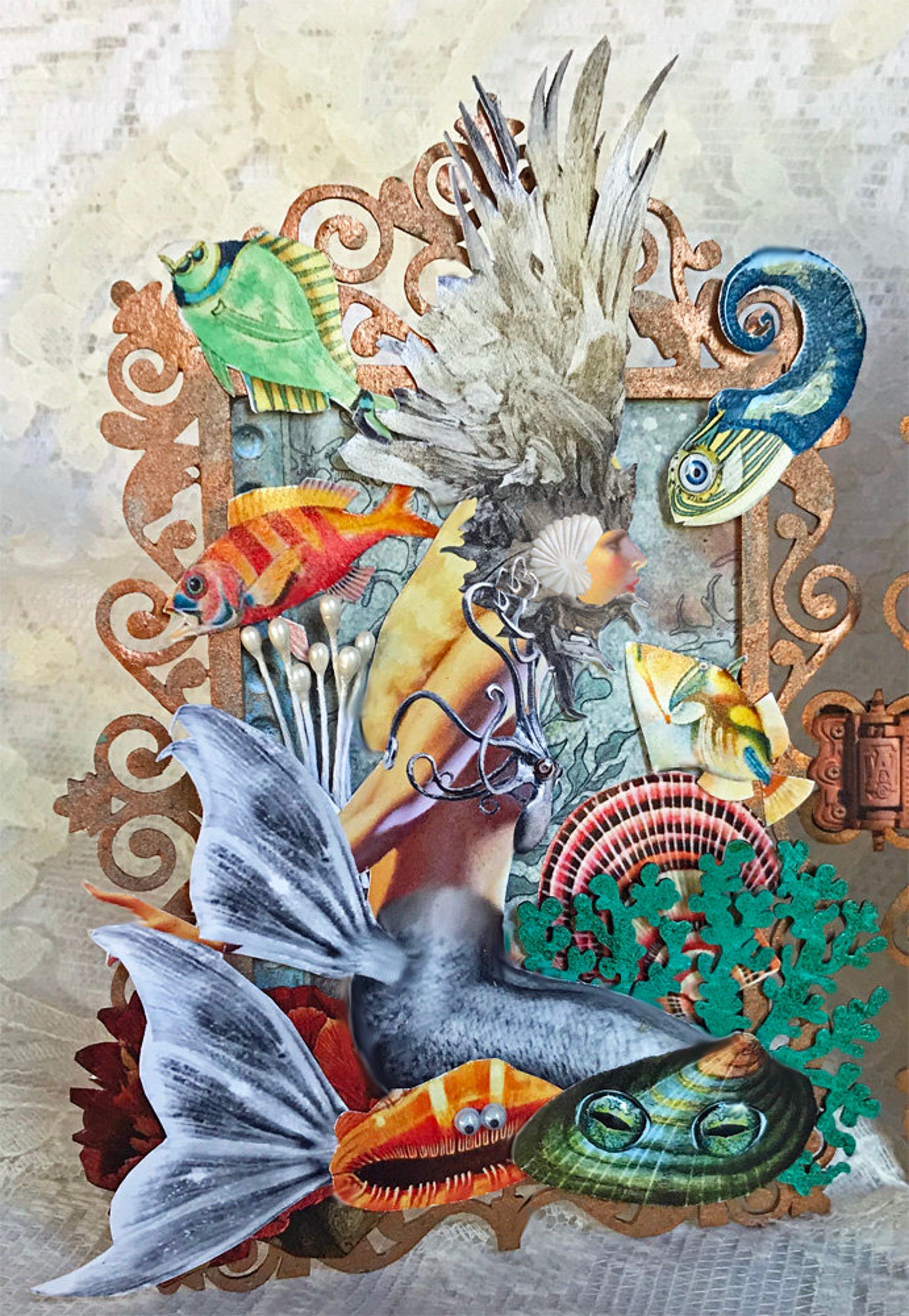 COLORFUL FISH Collage Sheet Digital Printable Instant | Etsy