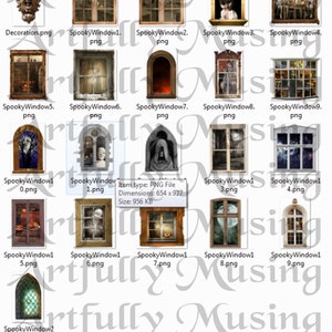 Spooky Windows - Separate Images - Digital Image Set Clip Art - Digital ...