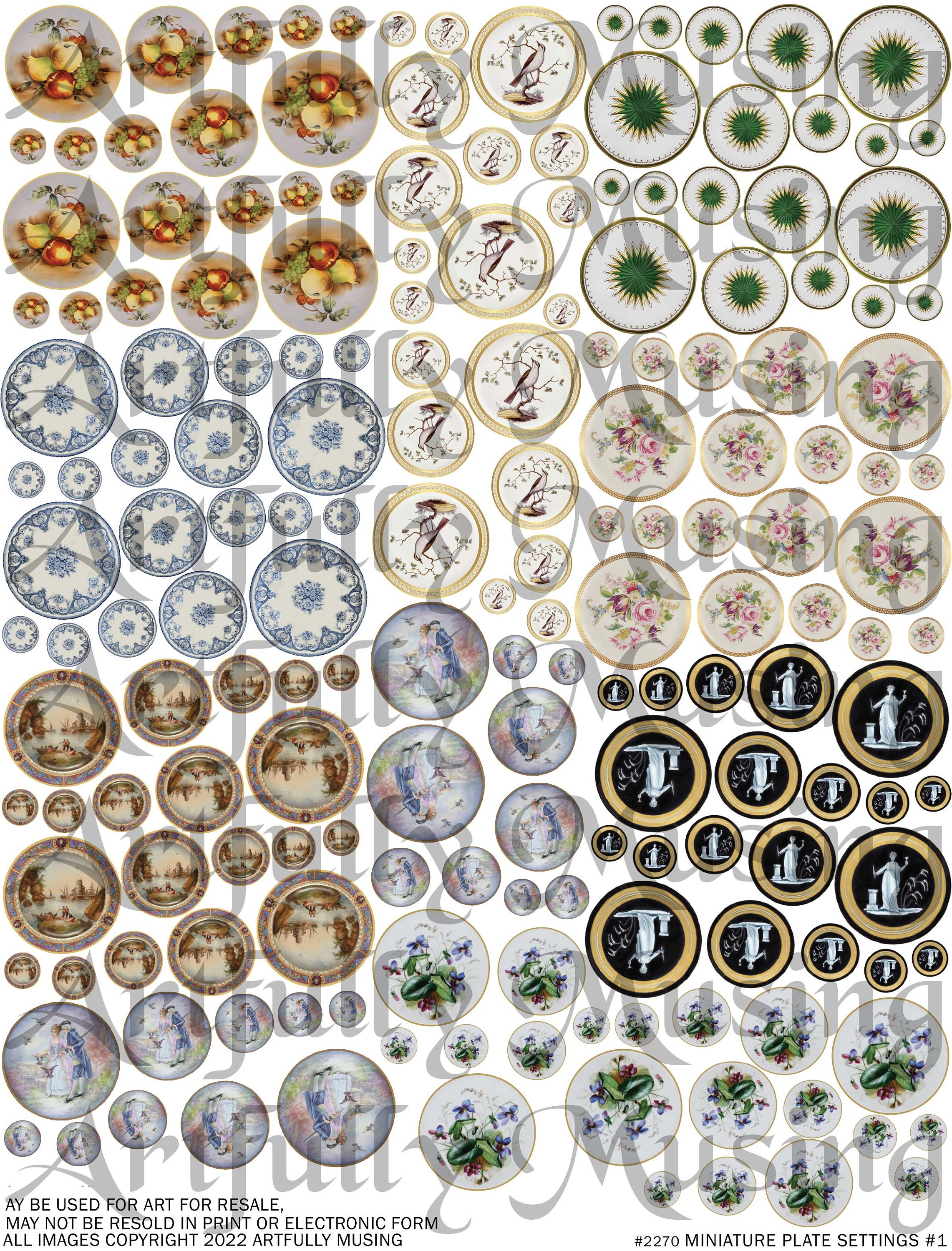 Miniature Plate Settings 1 Collage Sheet Digital Printable - Etsy