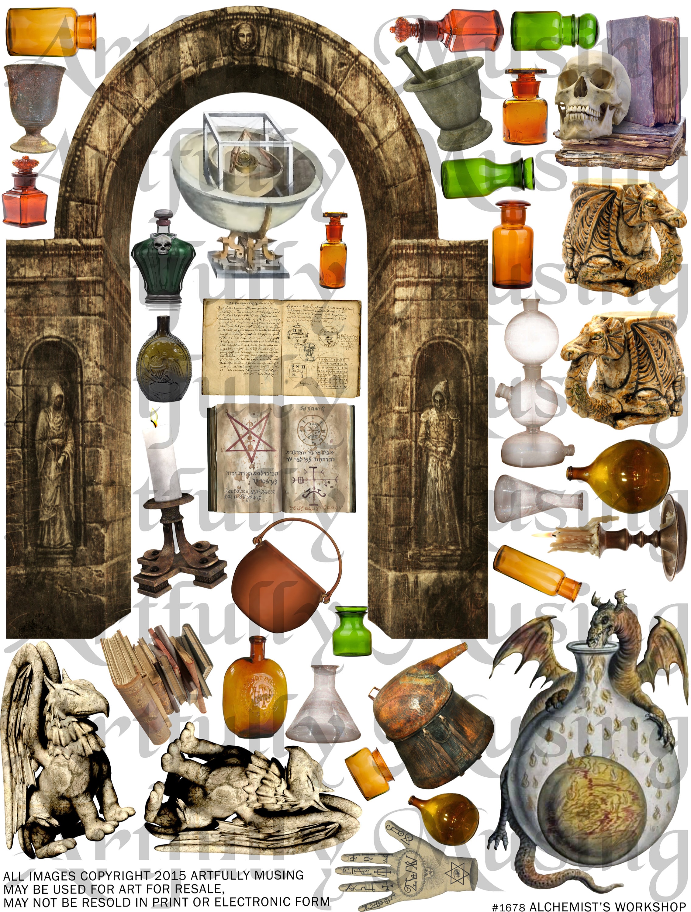 Alchemy Themed Alchemist's Workshop Collage Sheet - Etsy