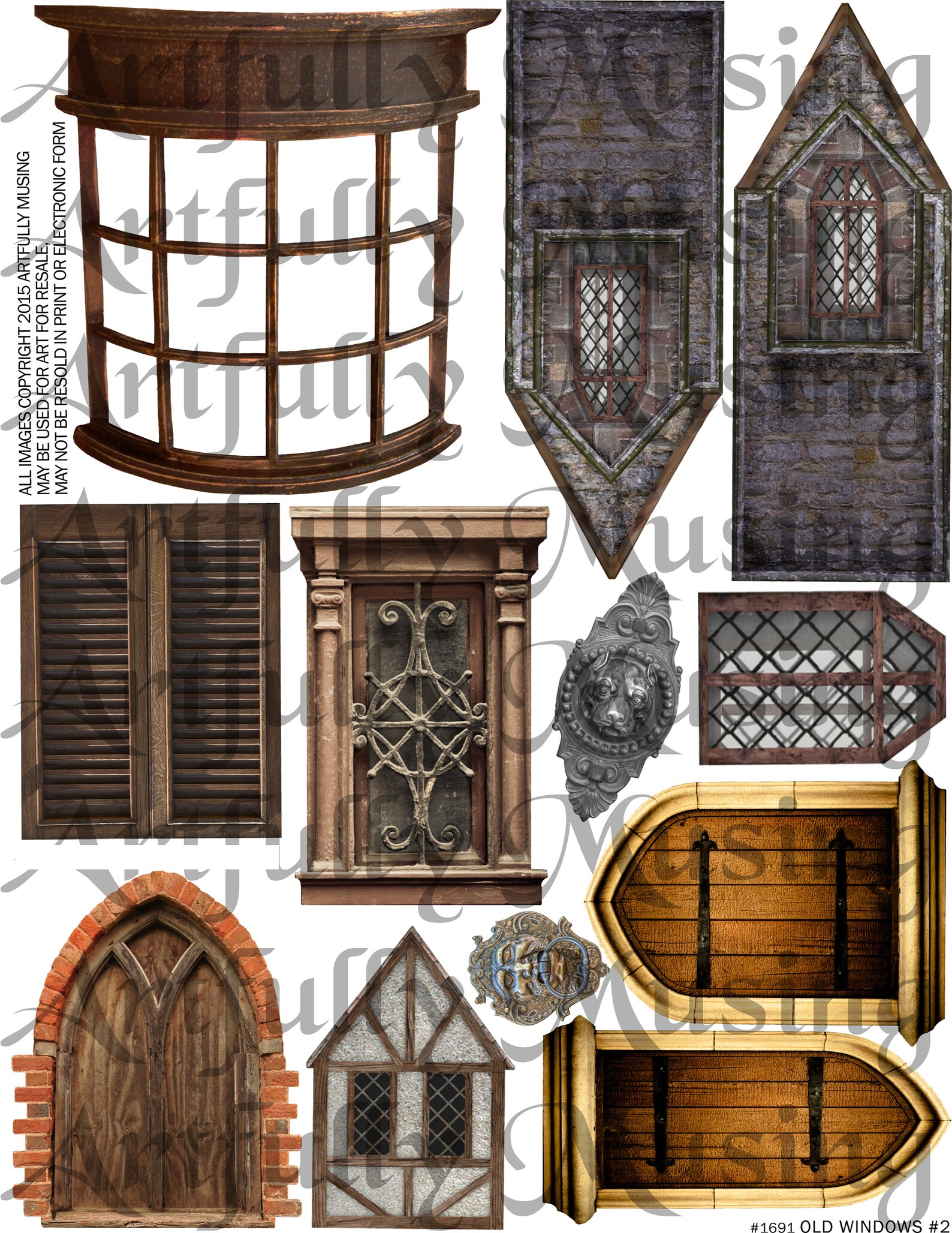 OLD WINDOWS 2 Architecture Collage Sheet Digital Printable | Etsy