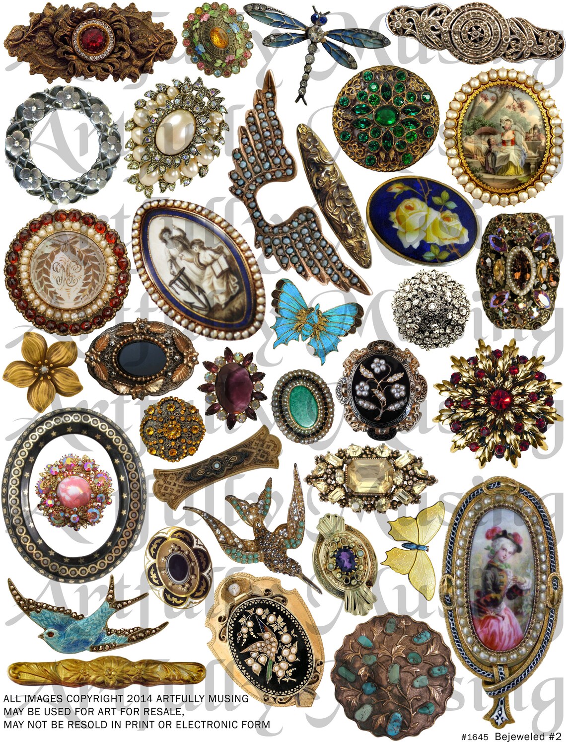 Bejeweled Jewelry Ephemera Collage Sheet Digital Printable - Etsy