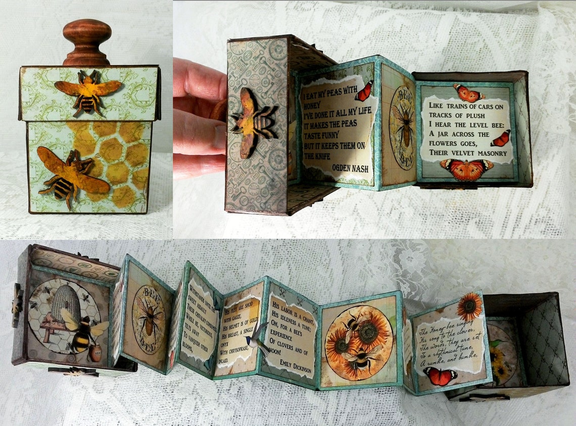 Bees Medallions Faux Postage Collage Sheet- Digital Printable - Instant ...