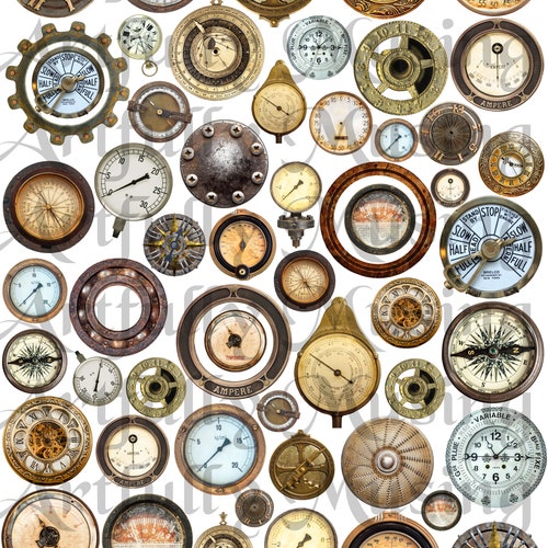 Time Machine Steampunk Collage Sheet Digital Printable - Etsy