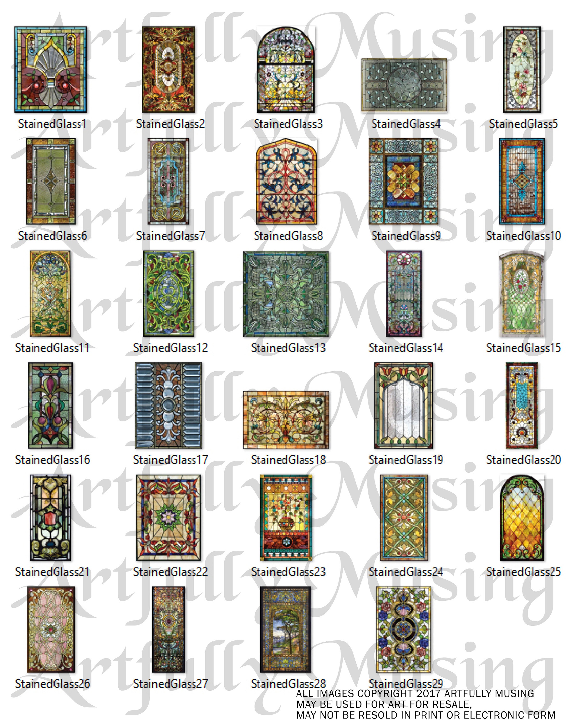 Stained Glass 29 Separate Images Digital Image Set Clip - Etsy UK