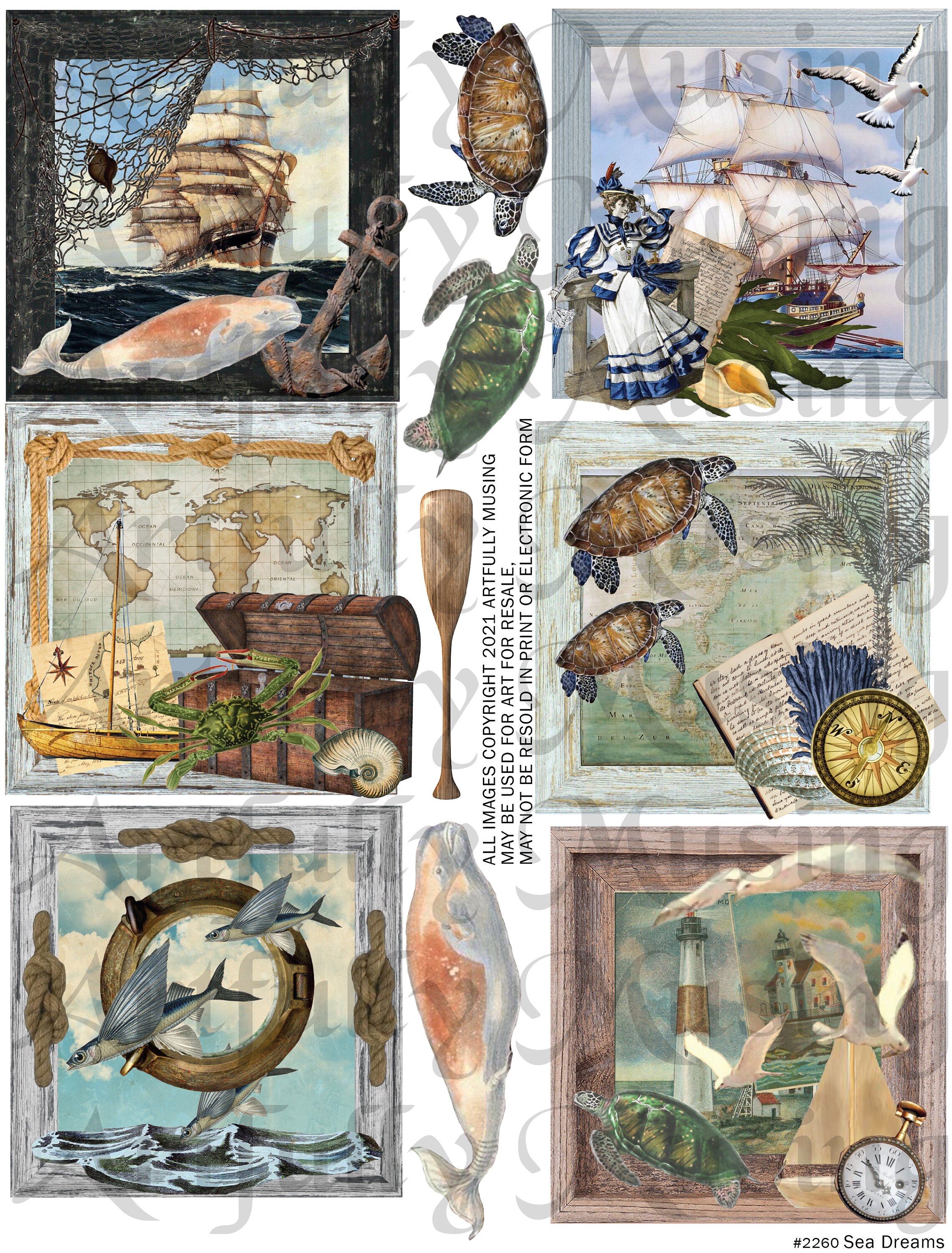 Sea Dreams Collage Sheet Digital Printable Instant Download | Etsy