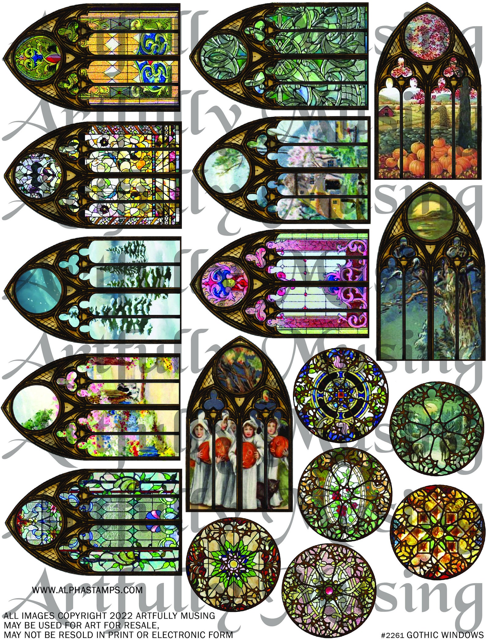 Gothic Windows Collage Sheet Digital Printable Instant - Etsy