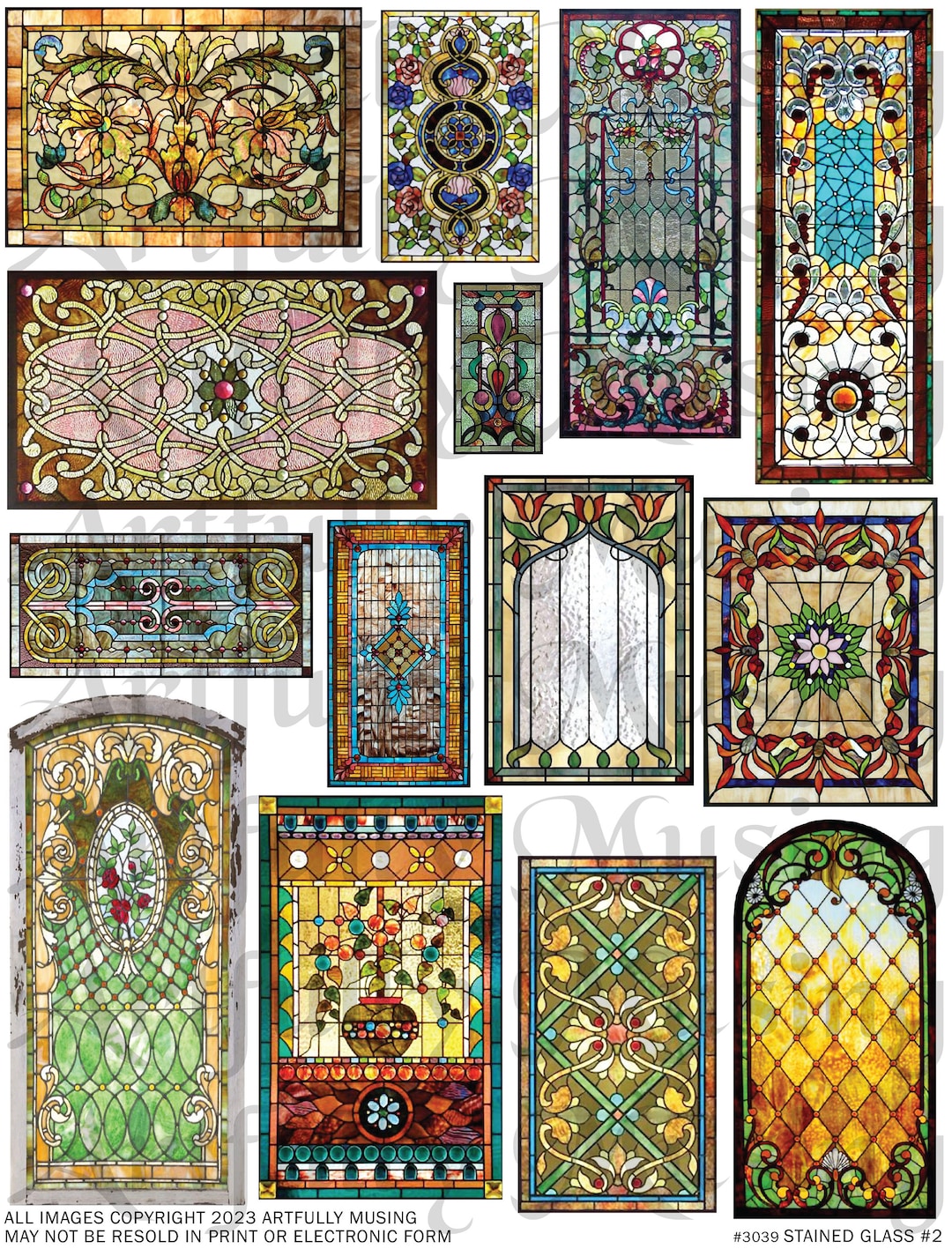 Stained Glass Architecture #2 Collage Sheet- Digital Printable ...