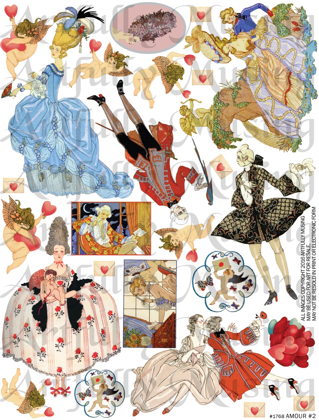 Marie Antoinette Rococo Romance Themed Collage Sheet 2 Digital ...