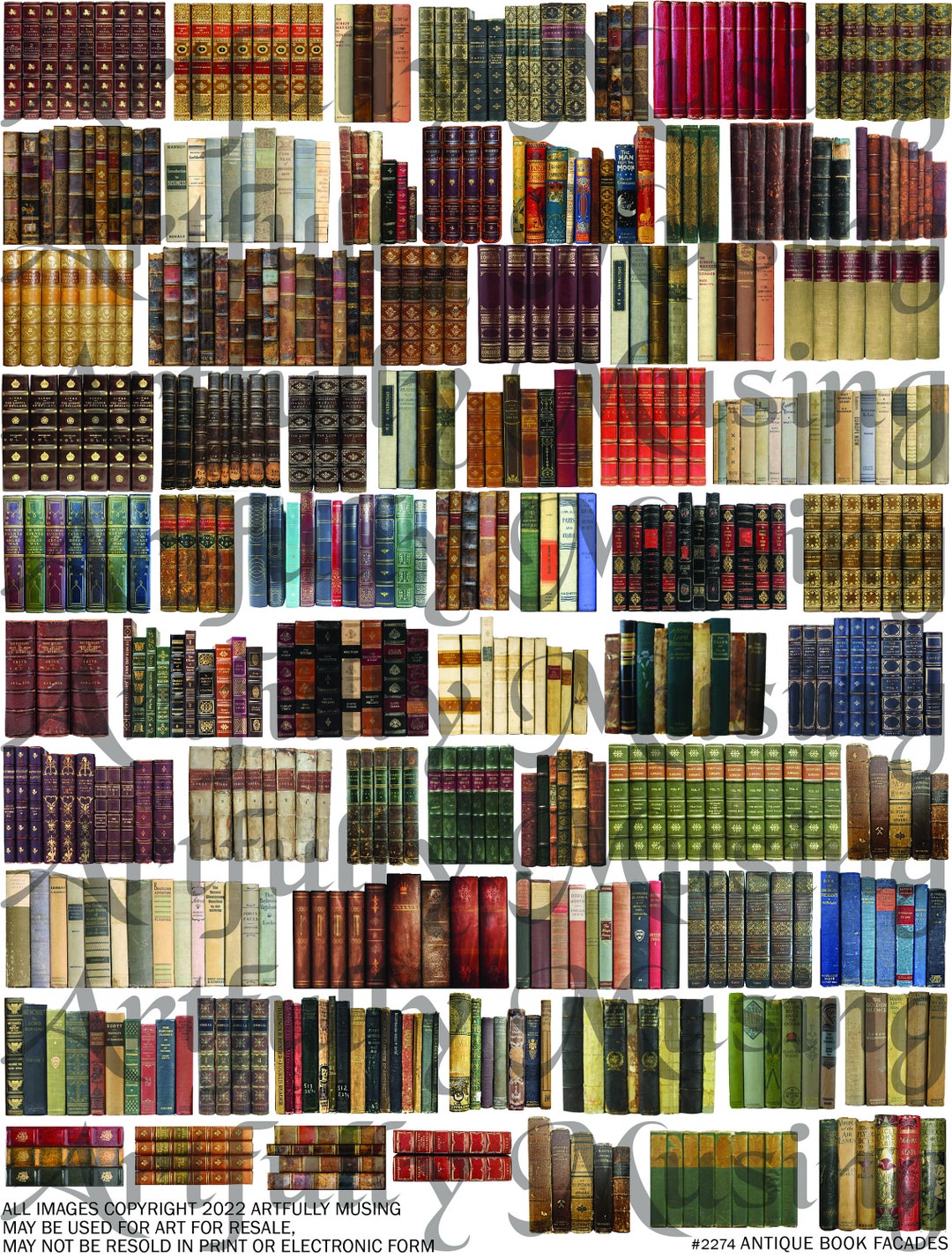 Antique Book Facades Collage Sheet- Digital Printable - Instant ...