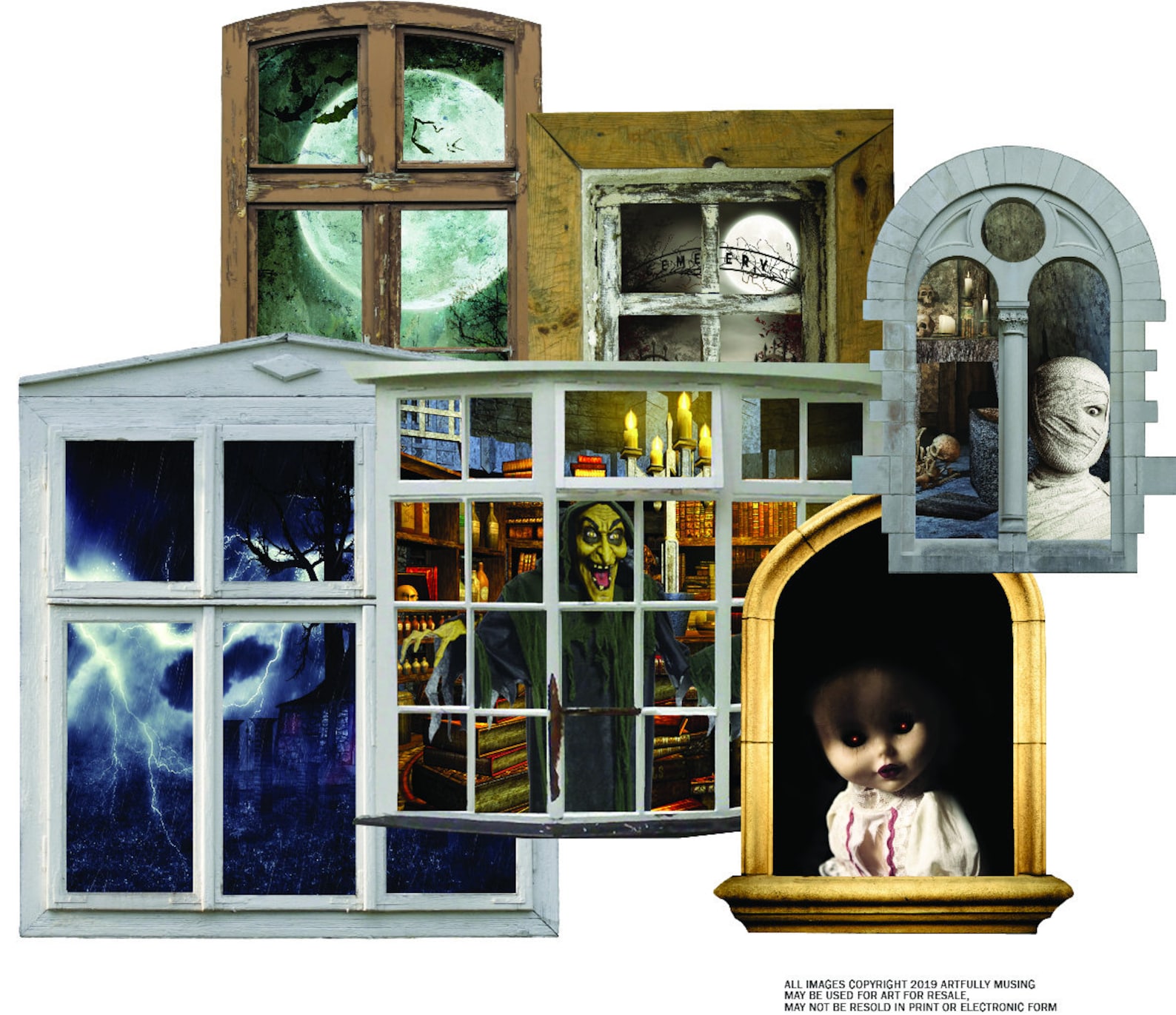 Spooky Windows Separate Images Digital Image Set Clip Art | Etsy