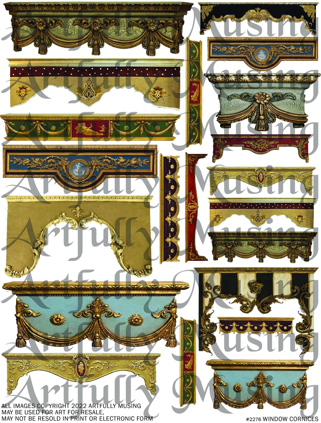Window Cornices Collage Sheet- Digital Printable - Instant Download (2276) - Etsy