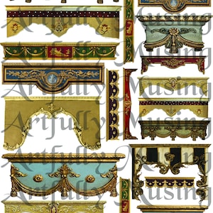 Window Cornices Collage Sheet- Digital Printable - Instant Download ...