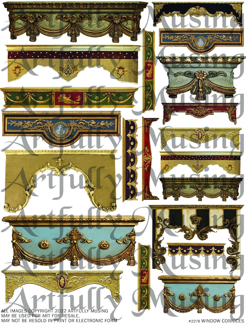 Window Cornices Collage Sheet- Digital Printable - Instant Download ...
