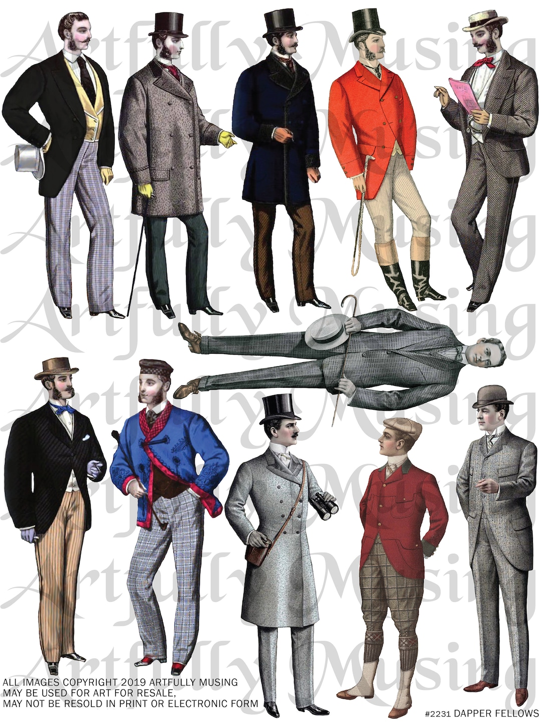 Dapper Fellows Collage Sheet - Digital Printable - Instant Download ...