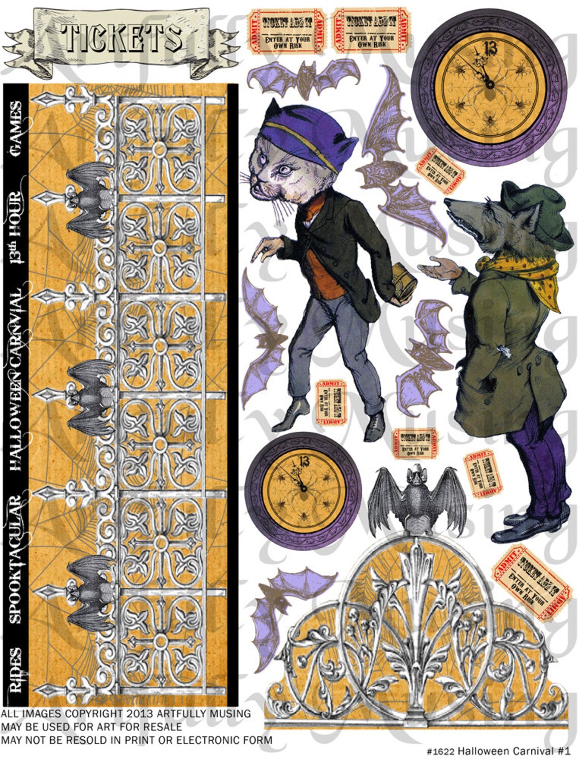 Halloween Carnival #1 - Miniature Ticket Booth Collage Sheet- Digital ...