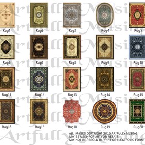 Miniature Rugs - 1:12 Scale - 20 Separate Images - Digital Image Set ...