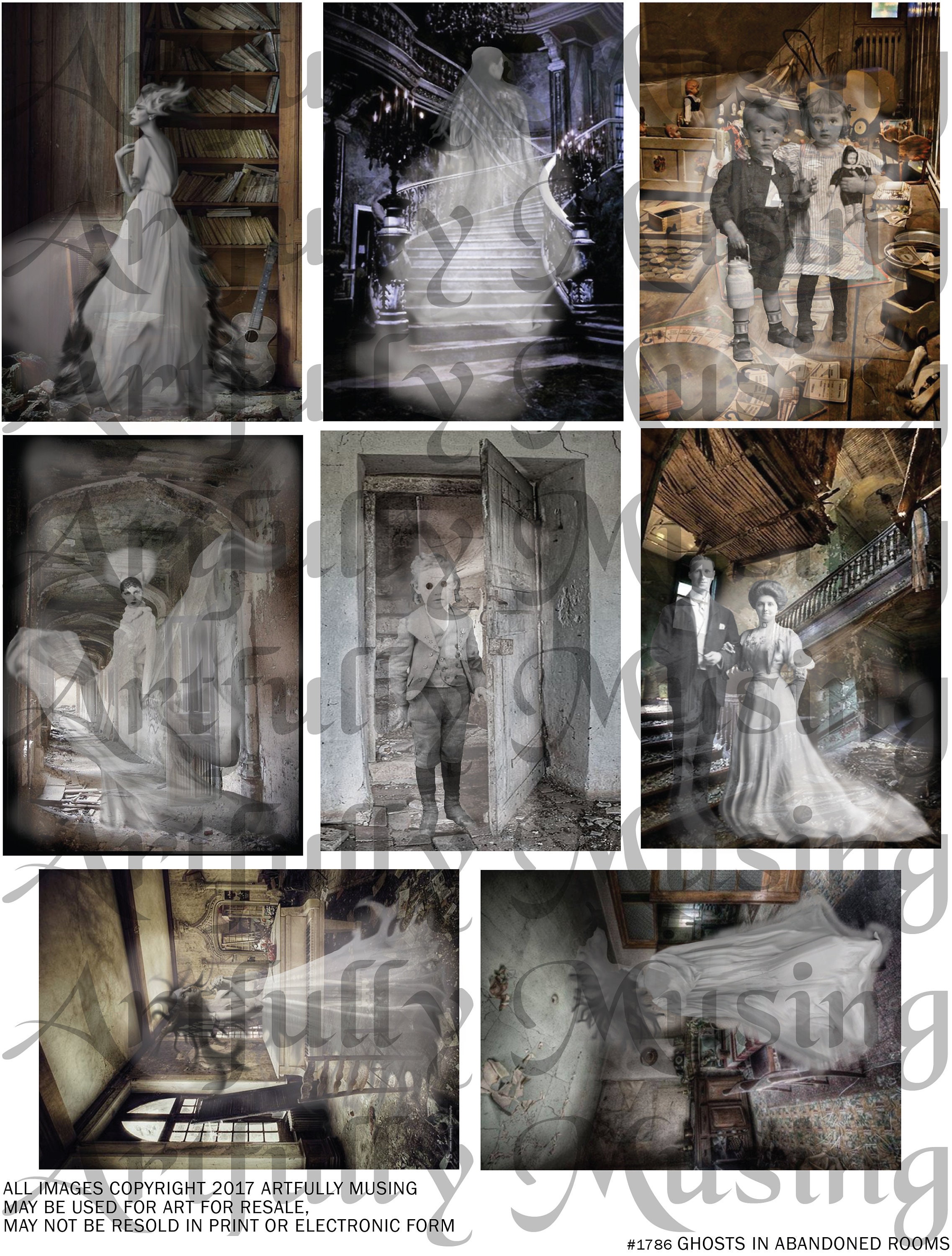 GHOSTS in ABANDONED ROOMS Halloween Collage Sheet Digital - Etsy