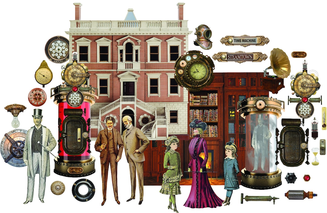 Steampunk Time Machine Image Set - Separate Images - Digital Image Set ...