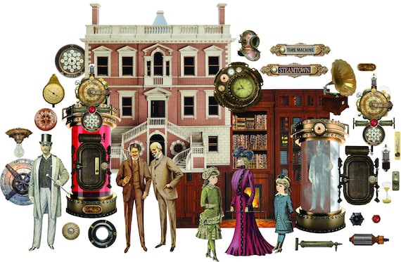 Steampunk Time Machine Image Set Separate Images Digital - Etsy