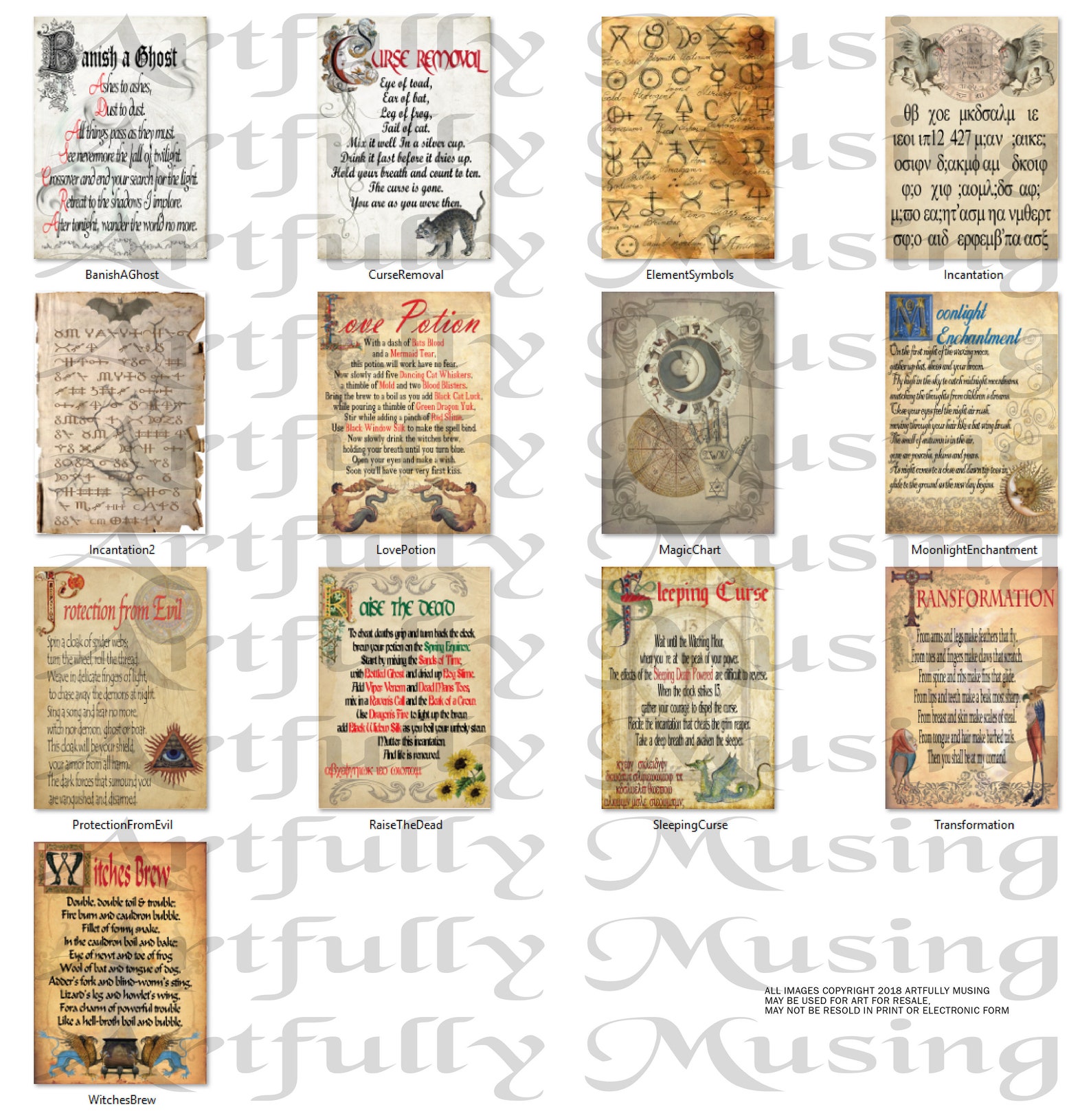 Large Magical Book Pages 1 Spells Potions Charms Images - Etsy