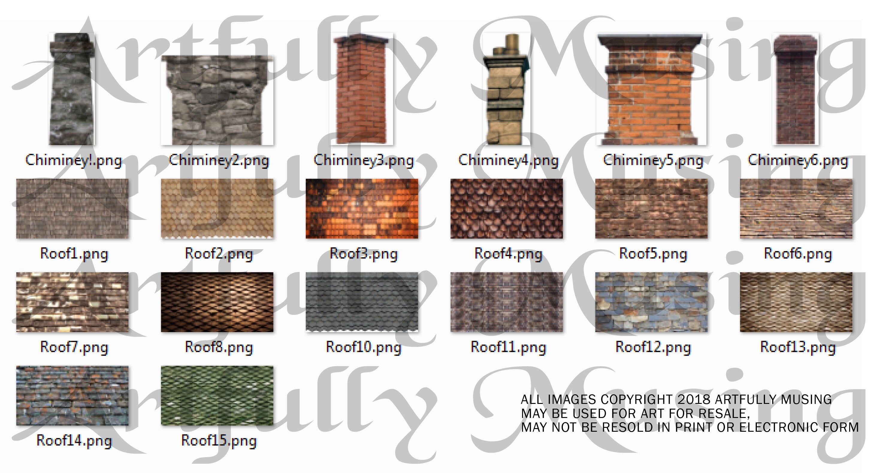 Architecture Roofs & Chimneys Digital Image Set Clip Art - Etsy Canada