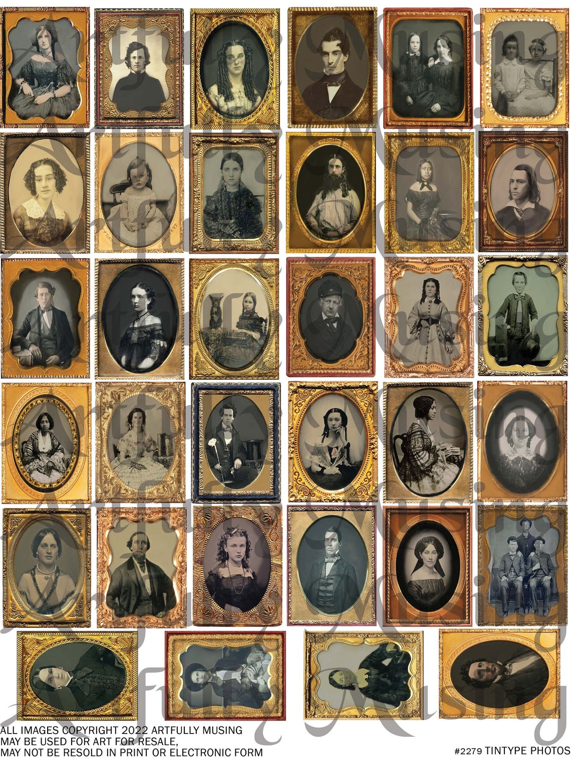 Framed Tintype Photos Collage Sheet- Digital Printable - Instant ...