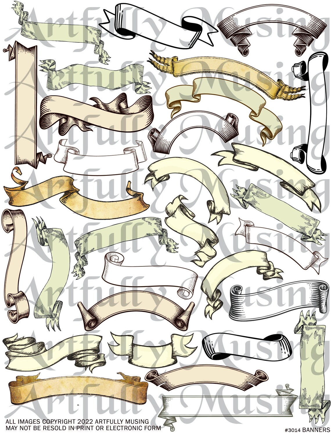 Banners Collage Sheet Digital Printable Instant Download - Etsy