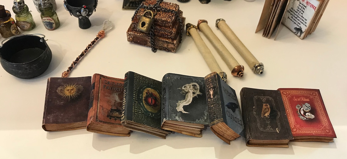 Miniature Witchy Library Halloween Collage Sheet Digital - Etsy