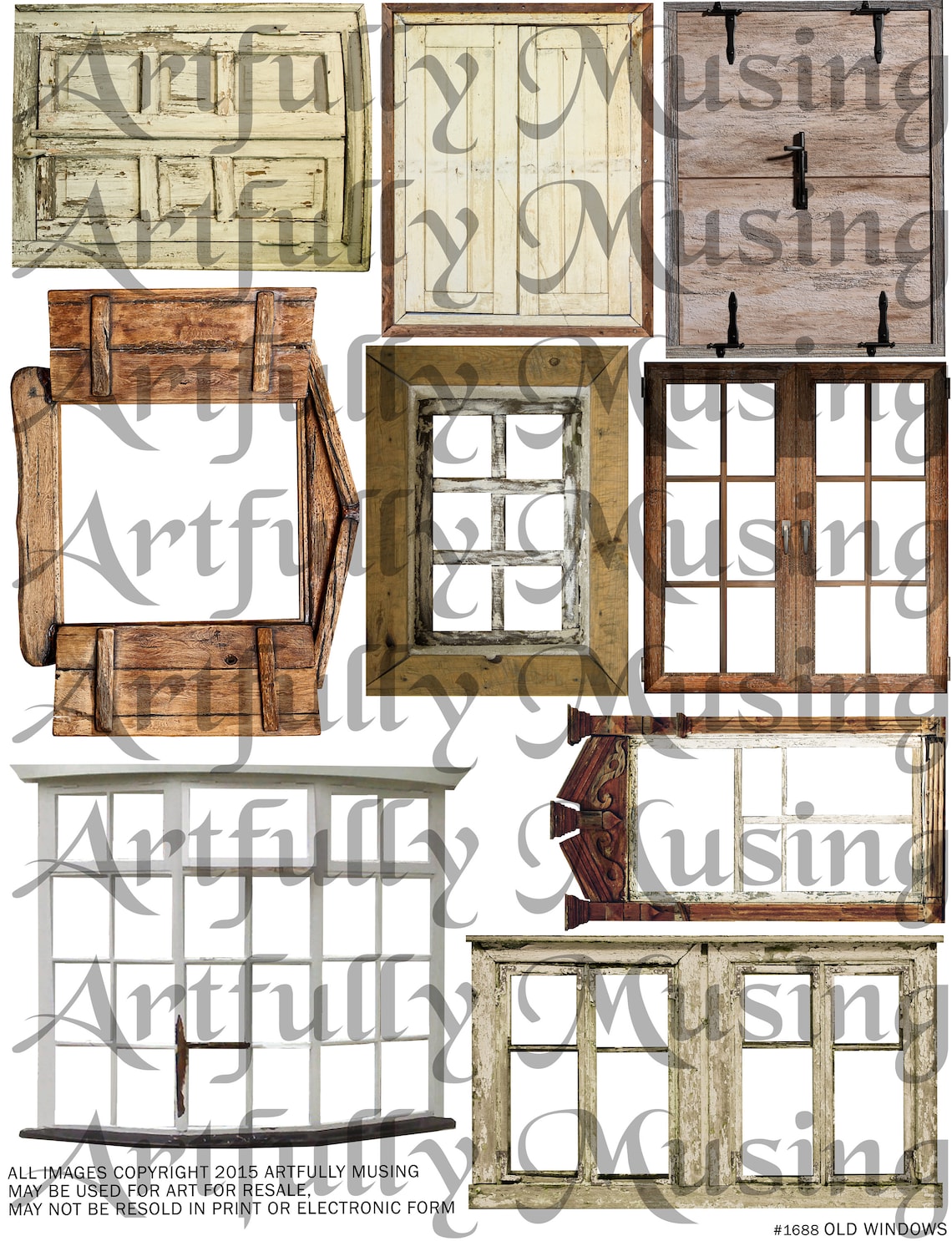 OLD WINDOWS Architecture Collage Sheet - Digital Printable - Instant ...