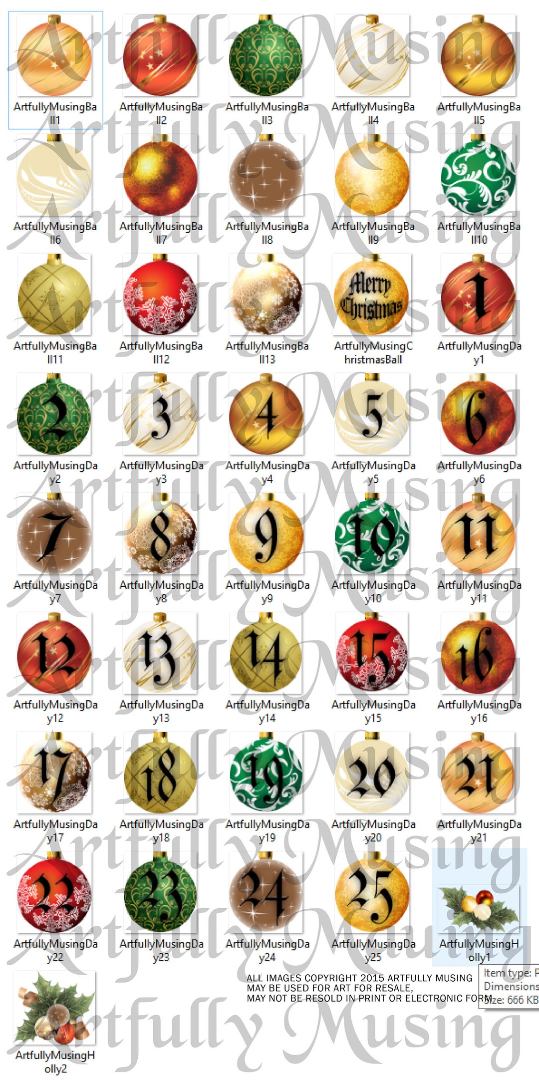 Christmas Advent Calendar Image Set 41 Separate Images - Digital ...