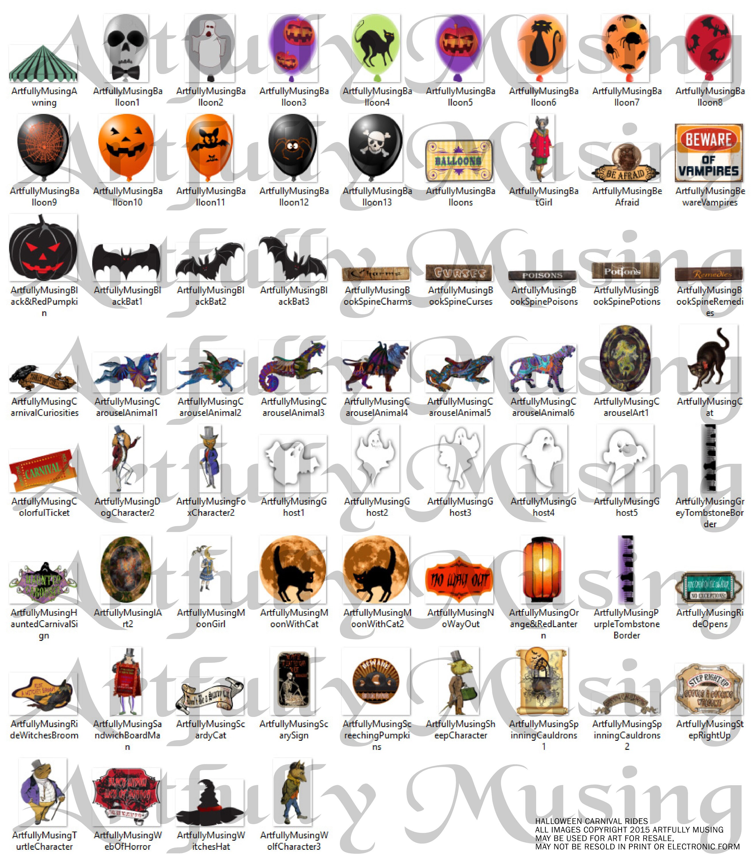 Halloween Carnival Rides Miniature Halloween Digital Image Set | Etsy