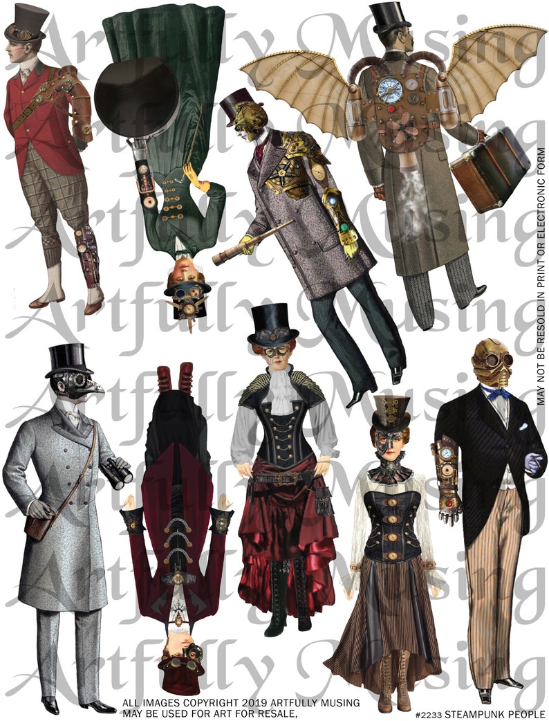 Steampunk People Collage Sheet Digital Printable Instant - Etsy