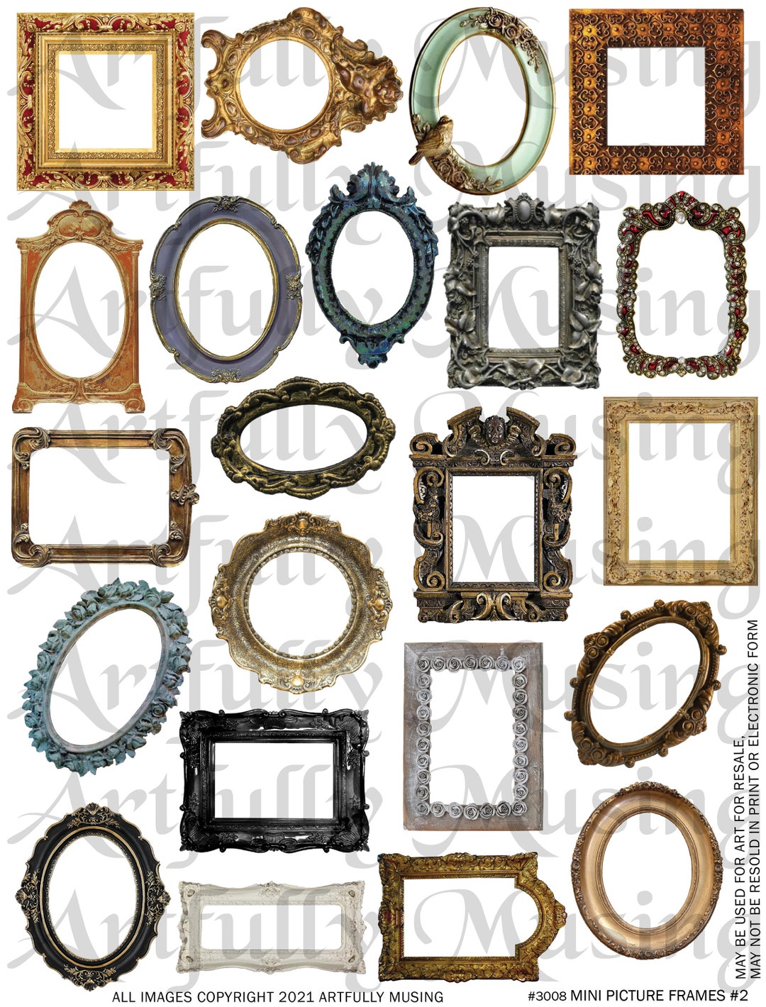 Mini Picture Frames #2 Collage Sheet- Digital Printable - Instant ...