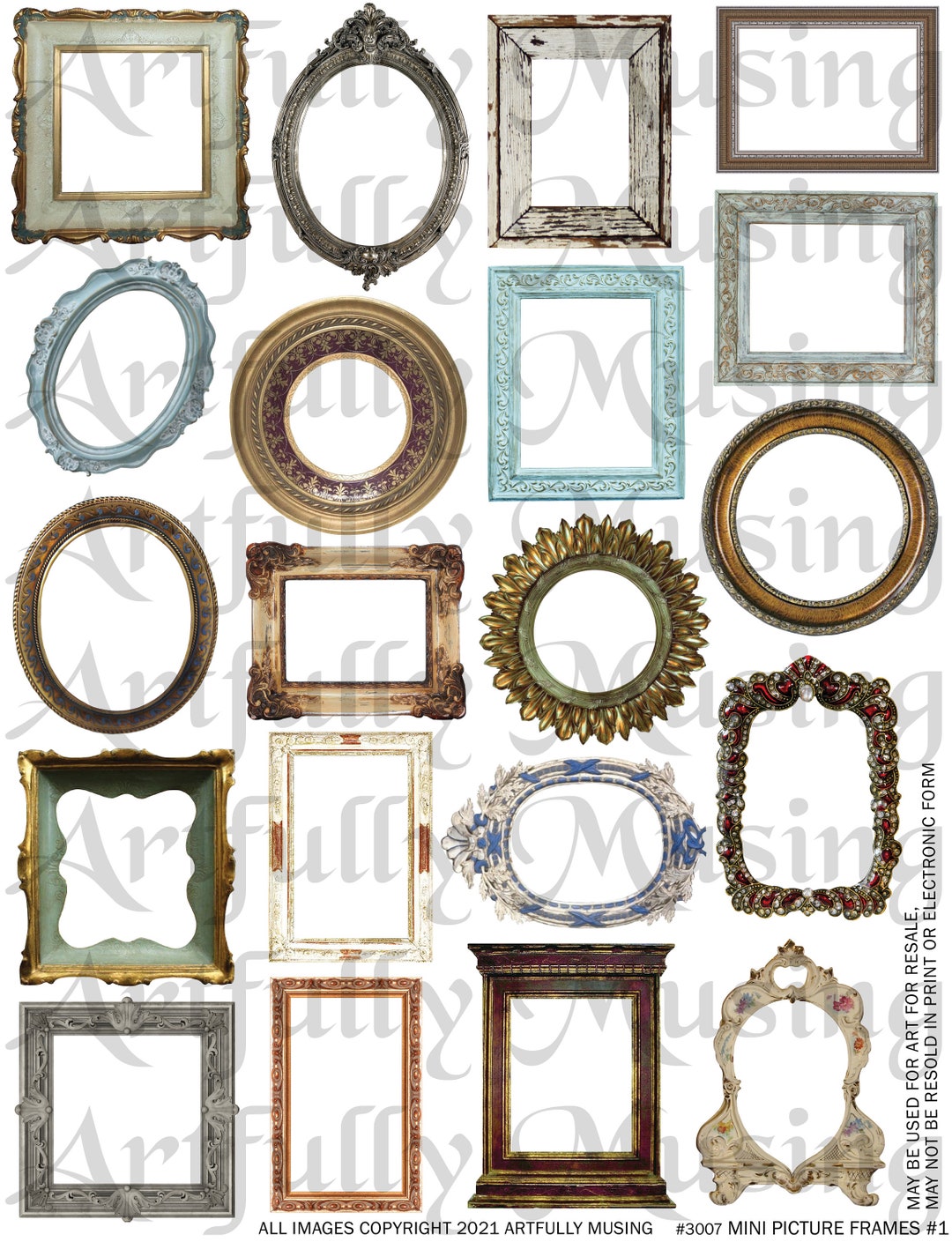 Mini Picture Frames #1 Collage Sheet- Digital Printable - Instant ...