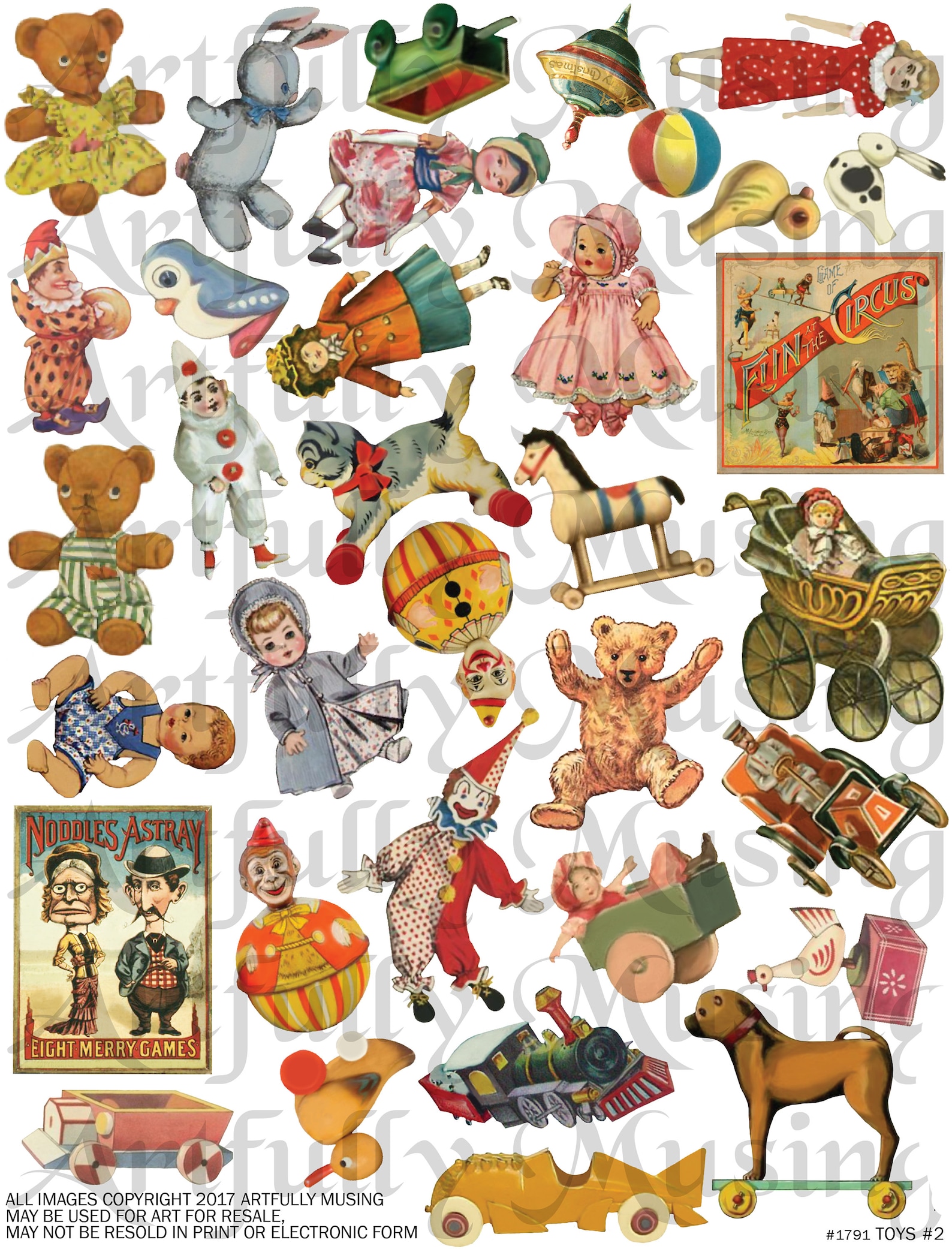 Vintage Toys #2 Collage Sheet - Digital Printable - Instant Download ...