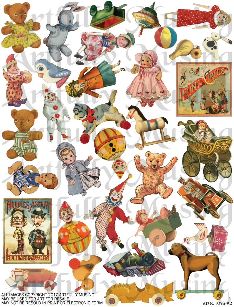 Vintage Toys #2 Collage Sheet - Digital Printable - Instant Download ...