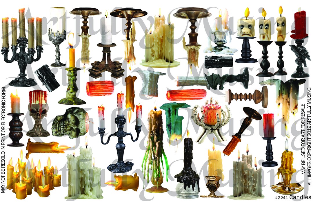 CANDLES Halloween 1/2 Collage Sheet- Digital Printable - Instant ...