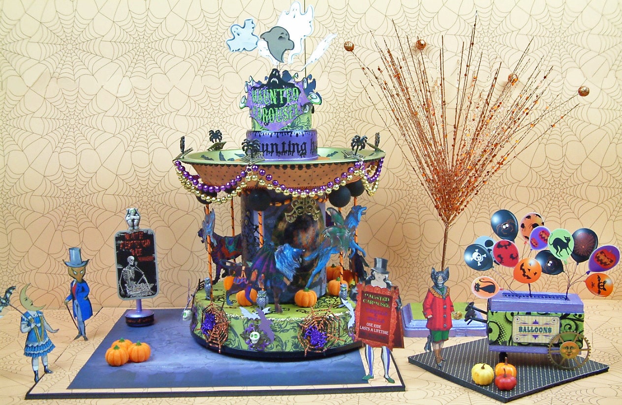 2 Sheet Set Halloween Carnival Rides 1 Haunted Carousel - Etsy